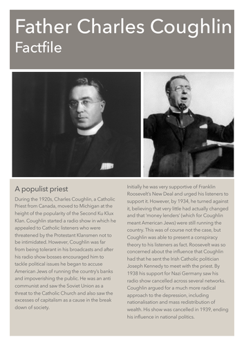New Deal Factfile: Father Charles Coughlin | Teaching Resources