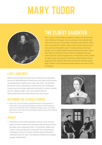 Super Simple Fact File: Mary Tudor | Teaching Resources