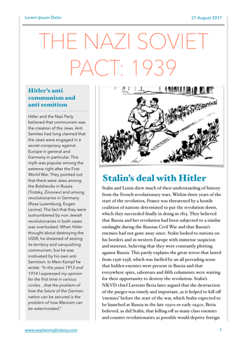 The Nazi Soviet Pact Study Guide | Teaching Resources