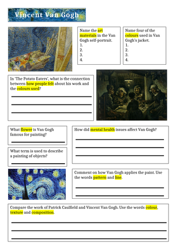 Van Gogh Worksheet