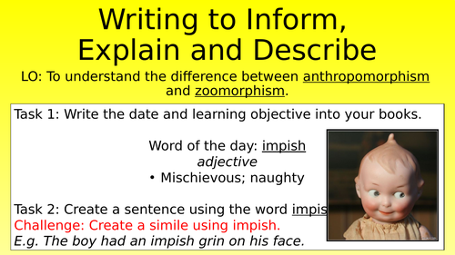 Anthropomorphism and Zoomorphism Lesson | Teaching Resources