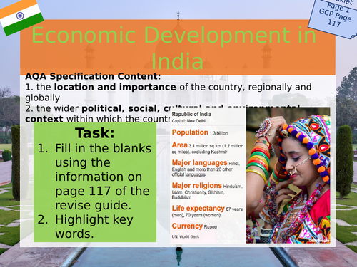 India Case Study - Workbook / PPT - Changing Economic World - AQA GCSE ...