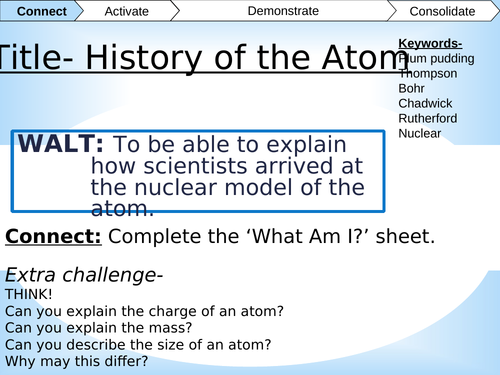 AQA GCSE CHEMISTRY/PHYSICS HISTORY OF THE ATOM. | Teaching Resources