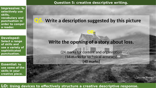 Creative descriptive writing question 5 G.C.S.E dilapidated house ...