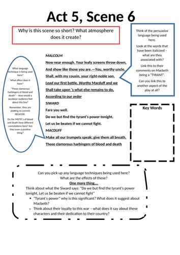 Macbeth: Act 5, Scene 6 | Teaching Resources