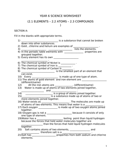 Year 7 Sience Worksheet | Teaching Resources
