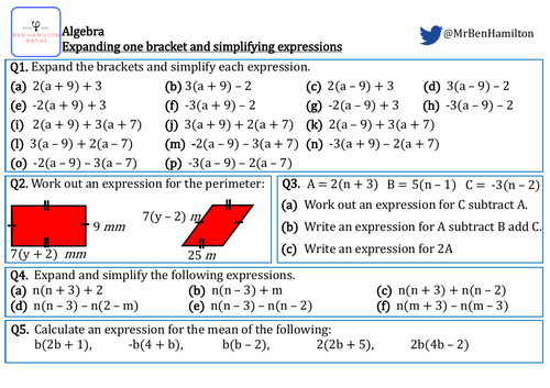 Expanding One Bracket and Simplifying Expressions - Fluency: Perimeter ... Expanding One Bracket and Simplifying Expressions - Fluency: Perimeter ...