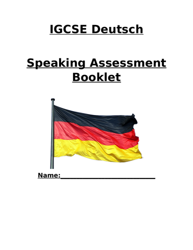 IGCSE German (Edexcel/Pearson) - Speaking Booklet | Teaching Resources