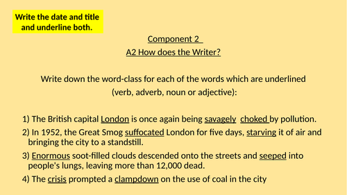 GCSE English Language Eduqas Component 2 Lesson and Paper | Teaching ...