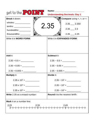 Decimal Practice to the Thousandths: practice adding, rounding, number ...