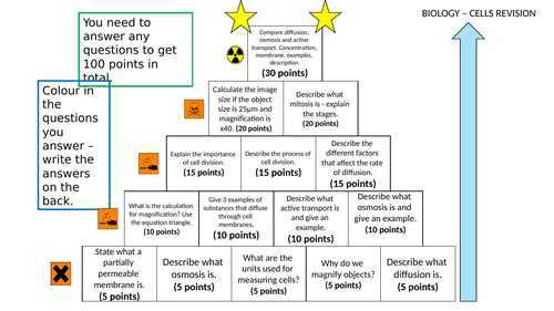 B1 Cell Transport and Mitosis Revision Pyramid Activity | Teaching ...