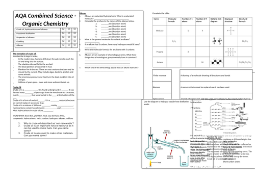 14. Organic Chemistry Revision Broadsheet (AQA Combined Science Trilogy ...
