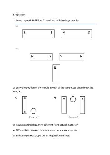 Magnetism and electromagnetism-Practice questions | Teaching Resources