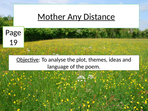 Mother Any Distance GCSE AQA Relationship Anthology Lesson | Teaching ...