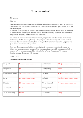 GCSE - French - Free time (reading, near future, translations ...