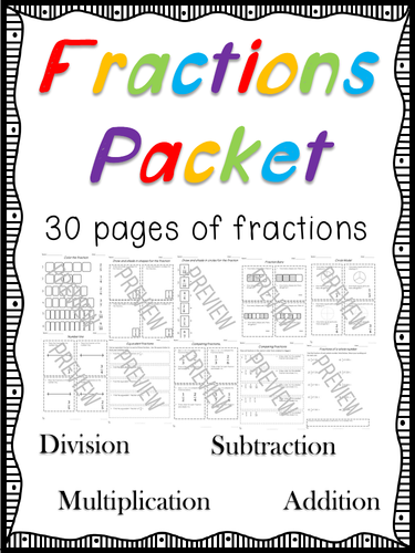 Fraction Pack - 30 Pages Full of Fractions - No Prep Needed! | Teaching ...