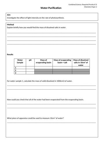 Water Purification Required Practical AQA GCSE Science | Teaching Resources Water Purification Required Practical AQA GCSE Science | Teaching Resources