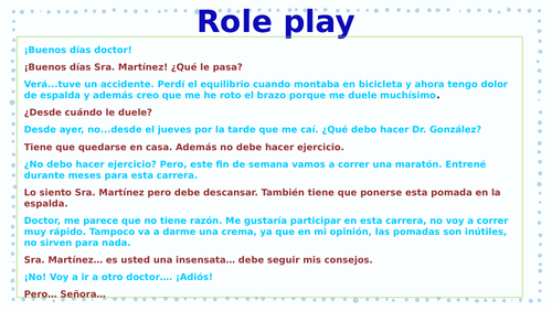 En el medico - me duele Role play | Teaching Resources
