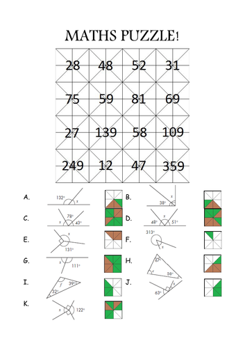 Calculating angles puzzle | Teaching Resources Calculating angles puzzle | Teaching Resources