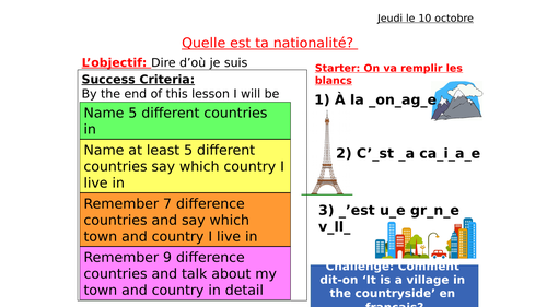 French Countries and Nationalities | Teaching Resources