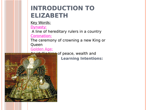 Edexcel Elizabeth - Introduction to Elizabeth | Teaching Resources