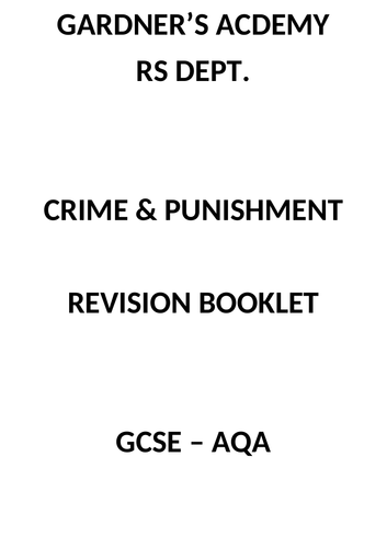 AQA 9-1 GCSE RS Crime and Punishment | Teaching Resources AQA 9-1 GCSE RS Crime and Punishment | Teaching Resources