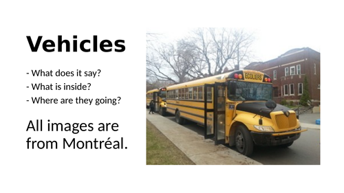 French - Montreal Vehicles - What does it say? What is inside each ...