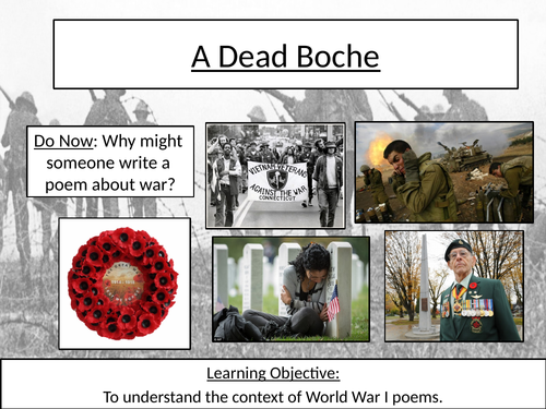 War Poetry: A Dead Boche Robert Graves | Teaching Resources