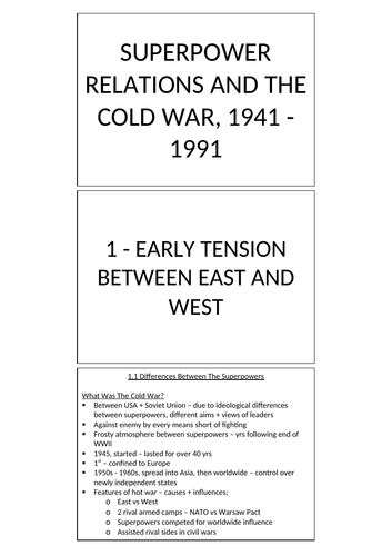 EDEXCEL GCSE HISTORY: SUPERPOWERS AND COLD WAR | Teaching Resources EDEXCEL GCSE HISTORY: SUPERPOWERS AND COLD WAR | Teaching Resources