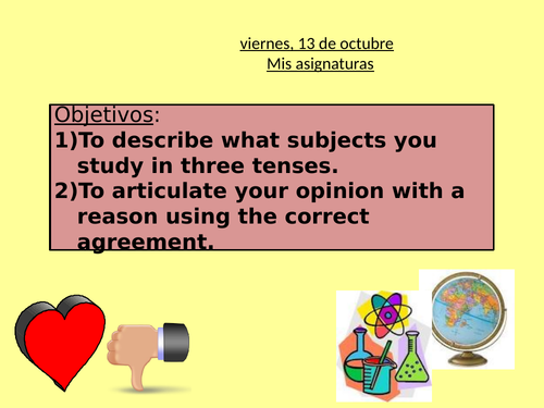 Primary Spanish resources: school subjects