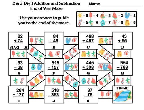2 and 3 Digit Addition and Subtraction With Regrouping End of Year Math ...