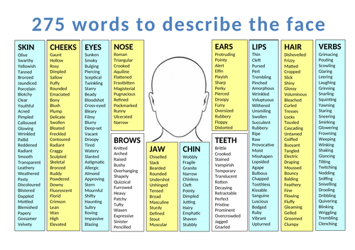 275 adjectives to describe a face for English Language Paper 1 Question ...