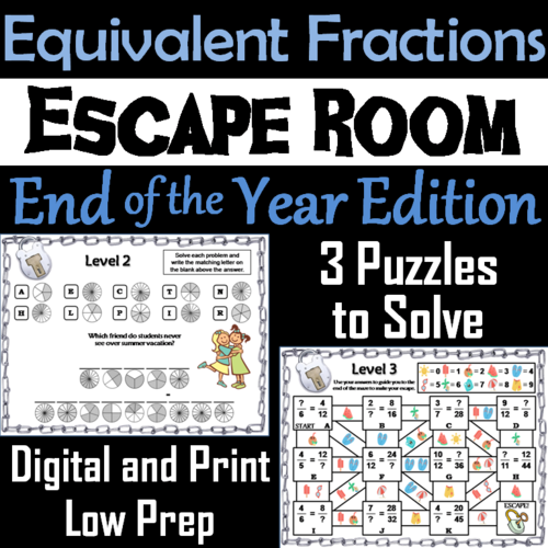 Equivalent Fractions Escape Room End of Year Math Activity | Teaching ...