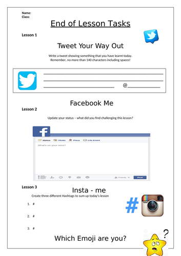 Key Stage 3 - Plenary Task Booklet | Teaching Resources