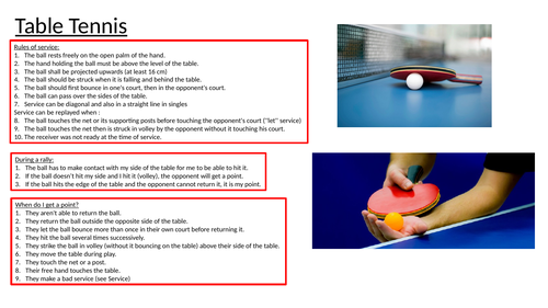 Table Tennis Activities | Teaching Resources