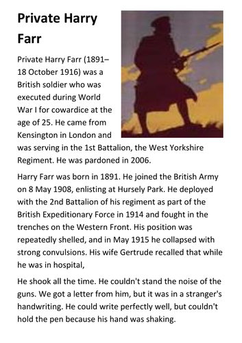 Private Harry Farr Handout | Teaching Resources