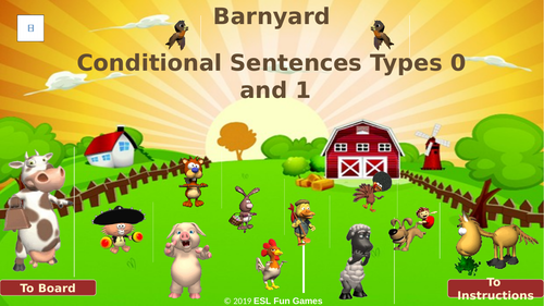 Conditional Sentences Types 0 and 1 Barnyard English PowerPoint Game ...