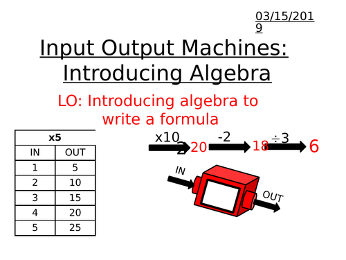 Function Machines Introducing Algebra Teaching Resources