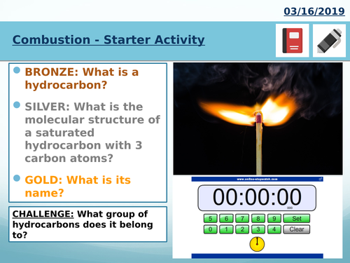 Year 8/9 KS3/KS4 Chemistry Combustion Burning Fuels Full Lesson | Teaching Resources
