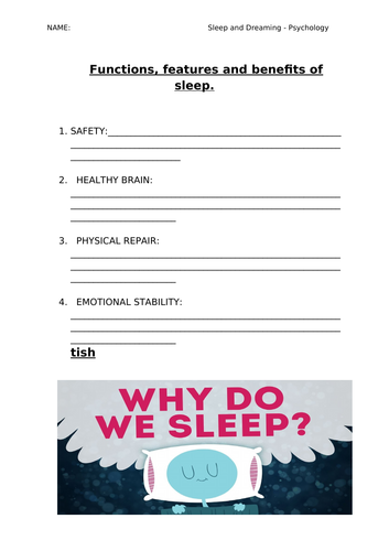 GCSE OCR PSYCHOLOGY 9-1 SLEEP AND DREAMING | Teaching Resources