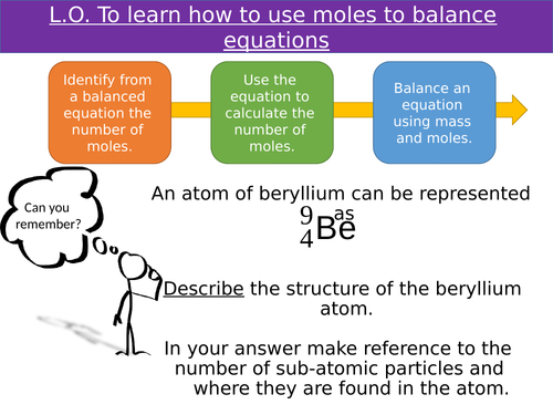 GCSE Chemistry Using masses to balance equations | Teaching Resources