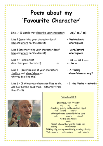 Poem About My Favourite Character | Teaching Resources