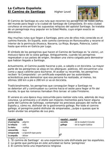 AS / GCSE Spanish reading on El Camino de Santiago | Teaching Resources