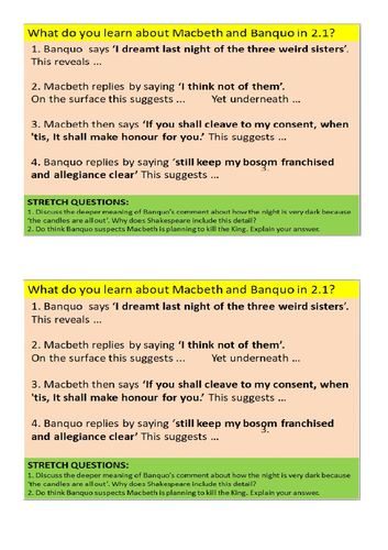 Macbeth Act 2 Scene 1 lesson with detailed annotations | Teaching Resources