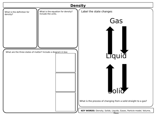 Aqa 4 3 Particle Model Of Matter Revision Mats Teaching Resources