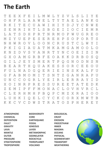 Planet Earth Word Search