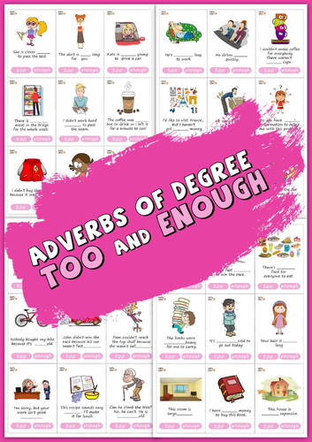 Adverbs of degree too and enough | Teaching Resources
