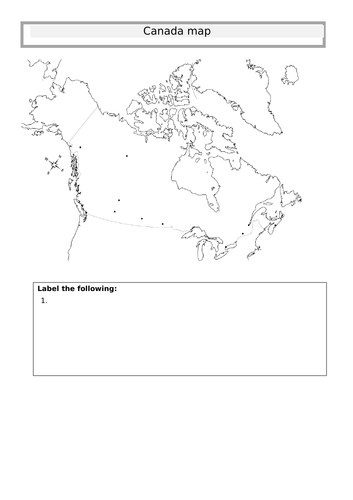 Blank Physical Map Of Canada Worksheet