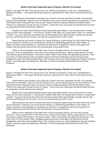 model answer: Jihad is the most important part of being a Muslim (12 ...
