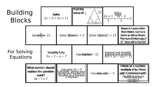Building Blocks - Solving (Linear) Equations | Teaching Resources
